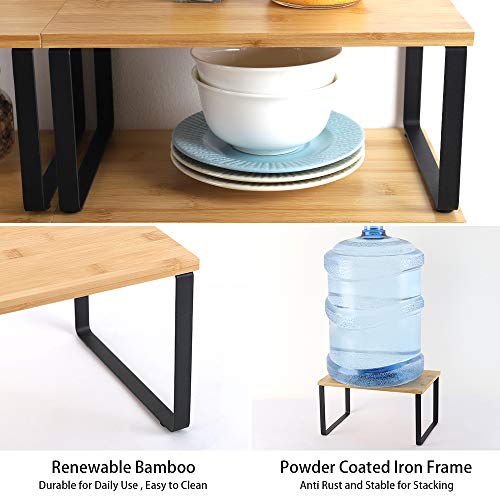 Nandae 4-Pack Bamboo Kitchen Shelf Organizer for Cabinet, Expandable ...