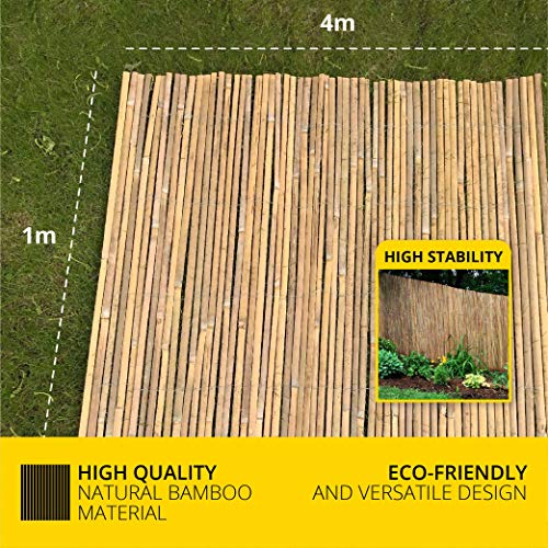 Abaseen Natural Bamboo Garden Fence Covering, Outdoor Privacy Slat ...