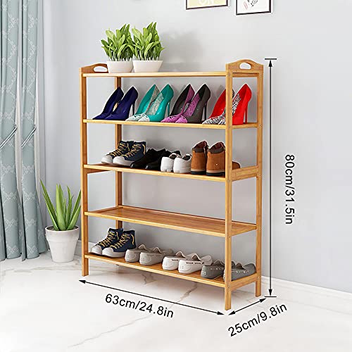 Bamboo Shoe Racks 5 Tier Shoes Storage Shelf,Multi-Functional Shoe ...