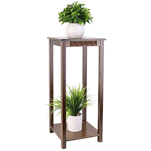 Medla 2 Tier Plant Pot Stand, Bamboo Shelving Unit Plant Shelf Indoor ...