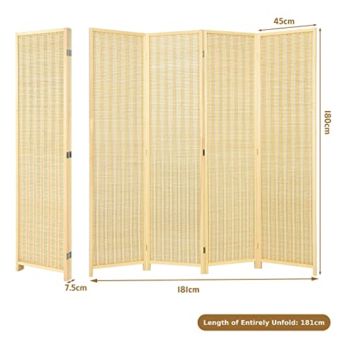 Multigot Folding Room Dividers, 4 Panel Bamboo Privacy Screen, Portable ...