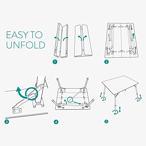 Navaris Wooden Folding Table - Bamboo Height Adjustable, Foldable ...