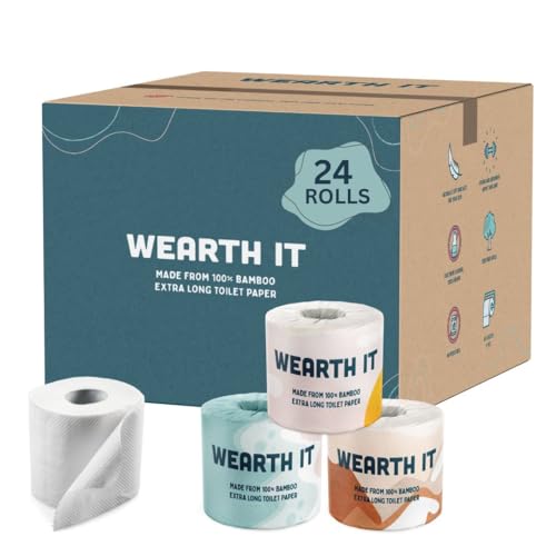 Wearth It - Bamboo Toilet Rolls, Eco-friendly 3-ply, 300 Sheets, Box of ...
