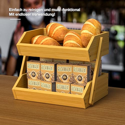 AdelDream 2 Tier Bamboo Fruit Basket with Fruit Display Stand and ...
