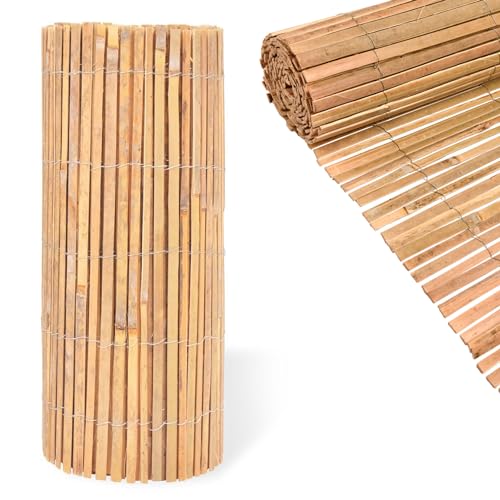 BLADO Natural Bamboo Slat Fence - Screening Slatted Roll for Garden ...