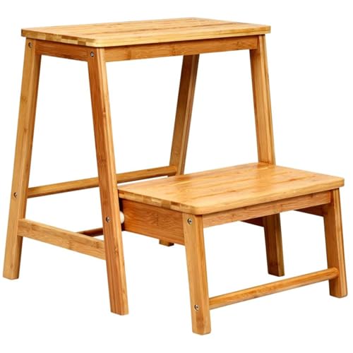 COSTWAY 2 Tier Step Stool, Bamboo Folding Stepladder Foot Stools for ...