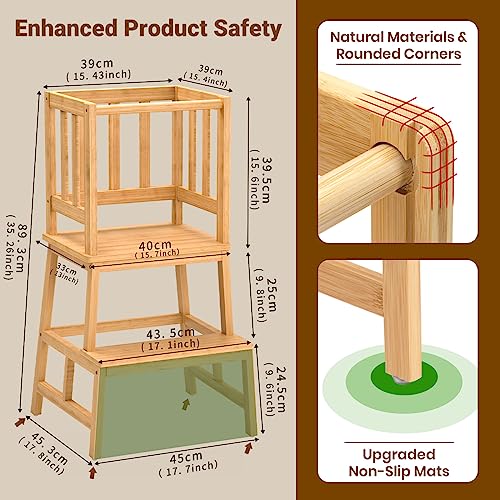 COSYLAND Kitchen Nursery Step Stool for Kids - A-shaped Solid Standing ...
