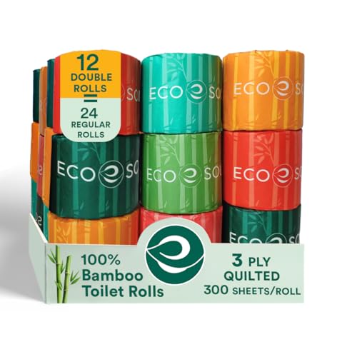 ECO SOUL Bamboo Quilted 3-Ply | 12 Double Rolls = 24 Regular Rolls ...