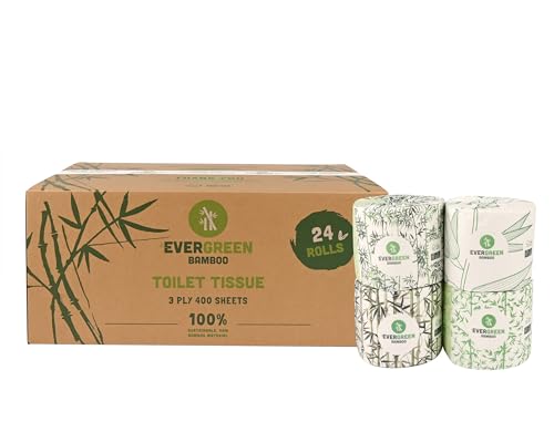 EVERGREEN BAMBOO Toilet Roll 24 x 400 Sheets Per Roll 3-Ply Toilet ...