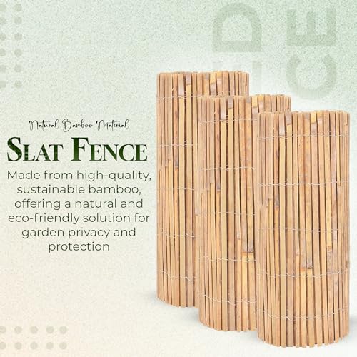 FlickBuyz Natural Bamboo Garden Fence - Slat Privacy Fence Screening ...
