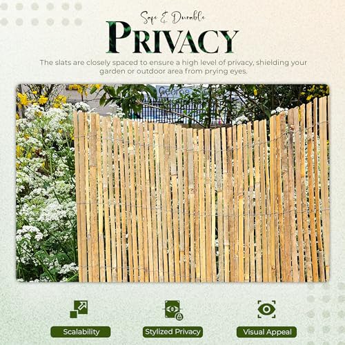 FlickBuyz Natural Bamboo Garden Fence - Slat Privacy Fence Screening ...