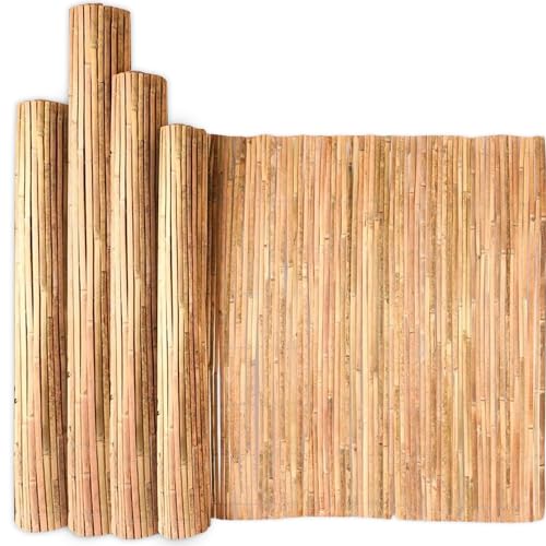 FlickBuyz Natural Bamboo Garden Fence - Slat Privacy Fence Screening ...