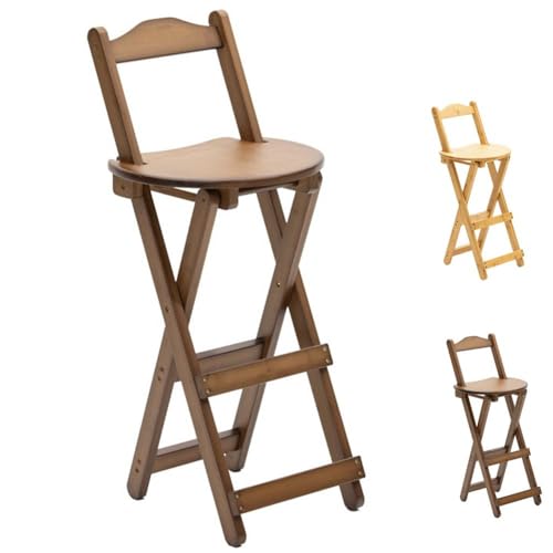 Gelory Folding Bar Stool Bamboo Counter Height Stool with Backrest ...