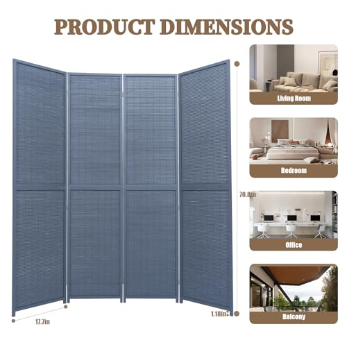 Room Divider Folding Privacy Screens, 6FT Bamboo Room Divider Wall ...