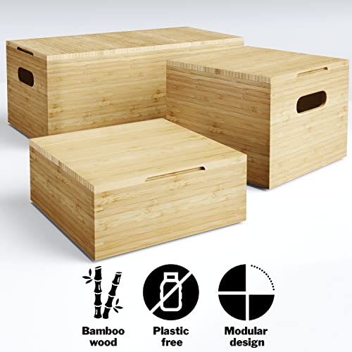 Storage box M made of 100% FSC-certified bamboo, stackable & durable ...