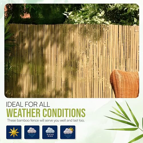 TradeXone Natural Bamboo Slat Fence - Screening Slatted Roll for Garden ...