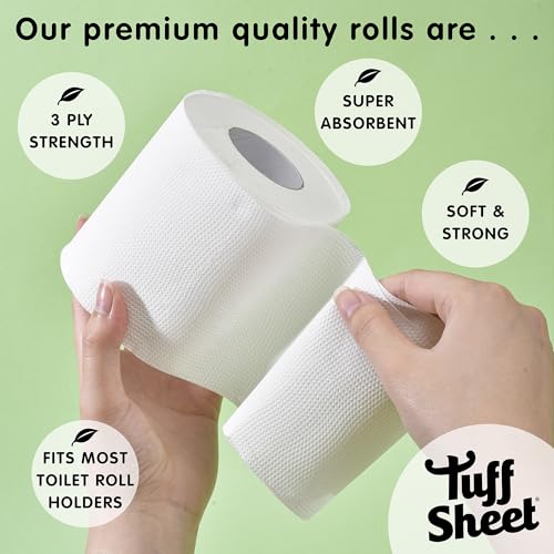 Tuff Sheet 24 Pack Bamboo Wrapped Toilet Rolls 3-Ply Strength, Plastic ...