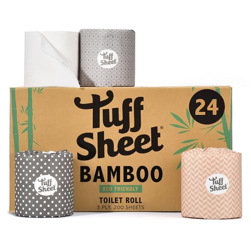 Tuff Sheet 24 Pack Bamboo Wrapped Toilet Rolls 3-Ply Strength, Plastic ...