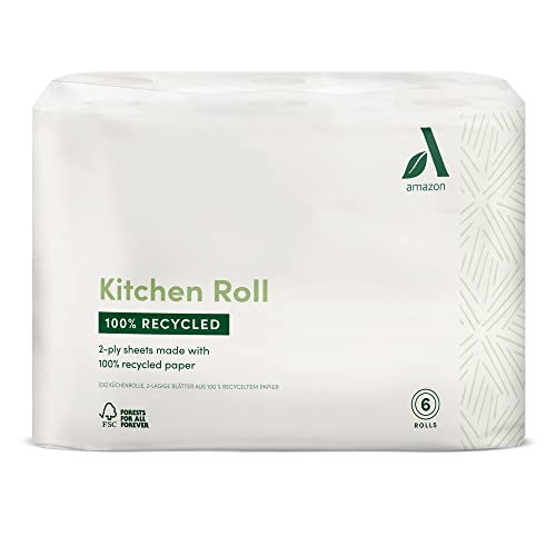 Amazon Aware Kitchen Rolls, Produced from 100% Recycled Paper, 6 x 100 ...
