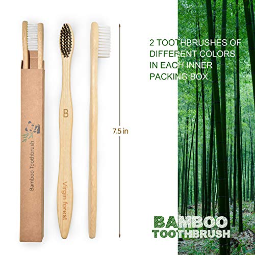 Bamboo Toothbrushes, 10 Pcs Eco Friendly Biodegradable Toothbrush with ...