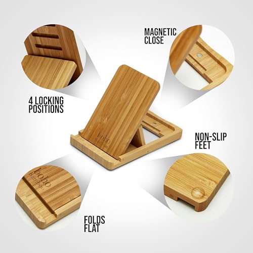 Wooden Phone Stand for Desk, Adjustable, Sustainable Bamboo Novelty ...