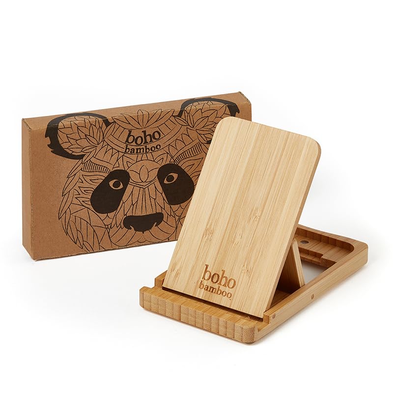 Wooden Phone Stand for Desk, Adjustable, Sustainable Bamboo Novelty ...
