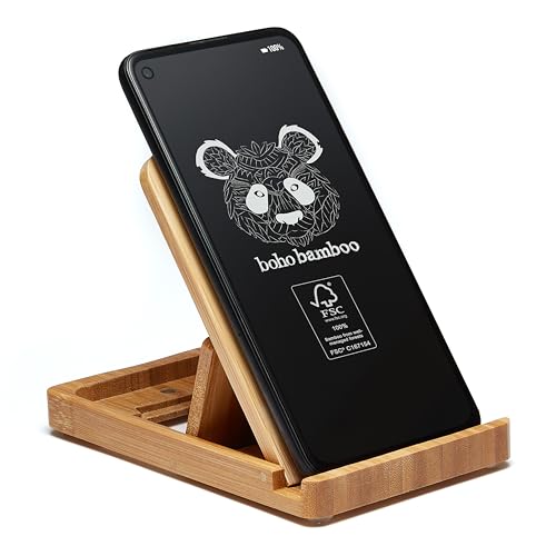 Wooden Phone Stand for Desk, Adjustable, Sustainable Bamboo Novelty ...