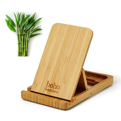 Wooden Phone Stand for Desk, Adjustable, Sustainable Bamboo Novelty ...