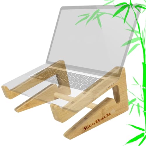 Wooden Laptop Stand, Versatile Bamboo Laptop Riser with Angle and ...