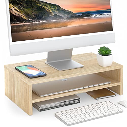 FITUEYES Monitor Stand 2 Tiers Computer Monitor Riser,42.5cm Wood ...