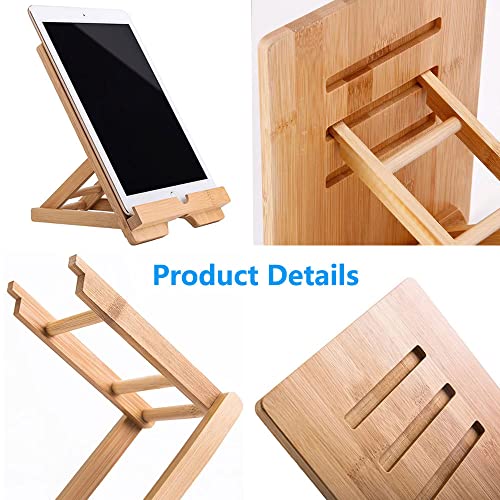 FadyDail Bamboo Tablet Stand Wooden Mobile Phone Stand for Desktop ...