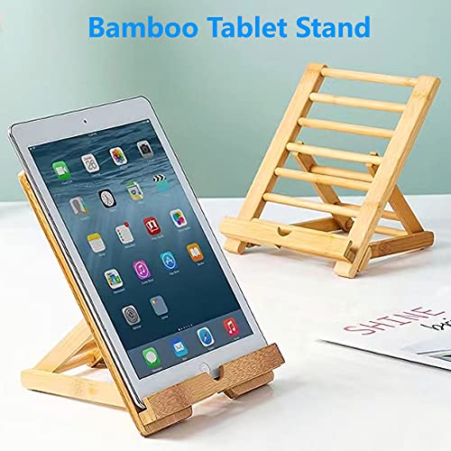 FadyDail Bamboo Tablet Stand Wooden Mobile Phone Stand for Desktop ...
