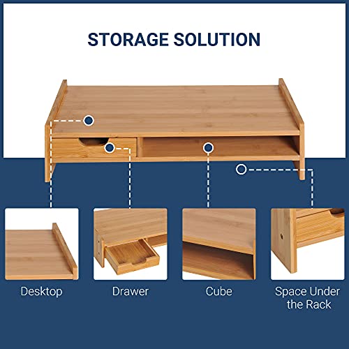 HOMCOM Monitor Riser Laptop PC Plinth Stand TV Computer Desktop ...