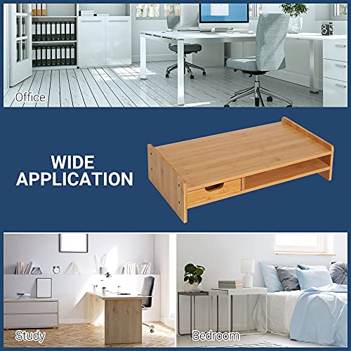 HOMCOM Monitor Riser Laptop PC Plinth Stand TV Computer Desktop ...