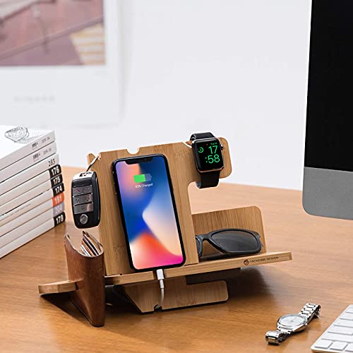 JackCubeDesign Wood Smart Watch Charger Bamboo dock Stand Multi Device ...