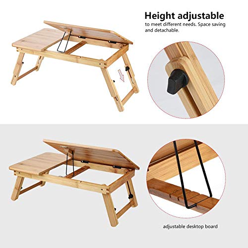 Laptop Stand Holder Adjustable,Bamboo Portable Folding Laptop Desk ...