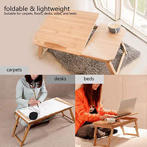 Laptop Stand Holder Adjustable,Bamboo Portable Folding Laptop Desk ...