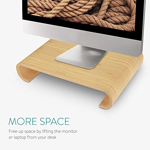 Navaris Computer Monitor Wood Stand - Universal Desk Monitor Holder ...