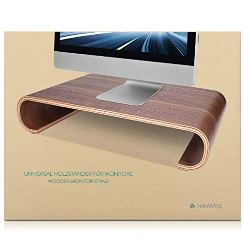 Navaris Computer Monitor Wood Stand - Universal Desk Monitor Holder ...