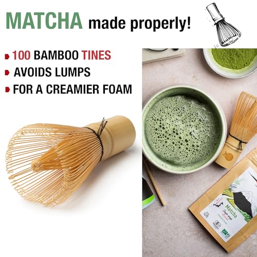 ORIGEENS Bamboo Matcha Whisk with 100 PRONGS - Traditional Chasen ...