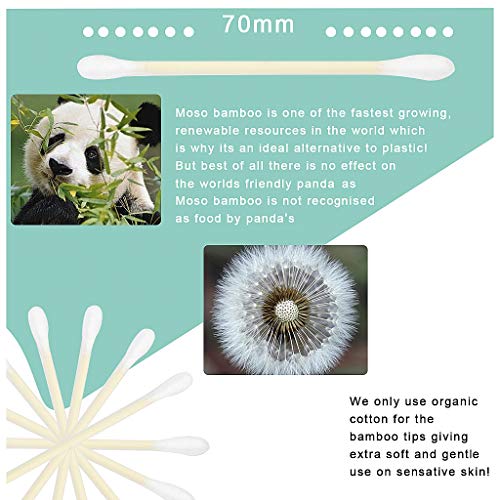 SWKJ Bamboo Cotton Buds, 200 PCS (2 x 100) Eco-Friendly Cotton Ear Buds ...