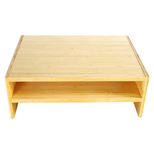 WKWKER 2-Tier Bamboo Monitor Riser Stand Computer Monitor Riser Desk ...
